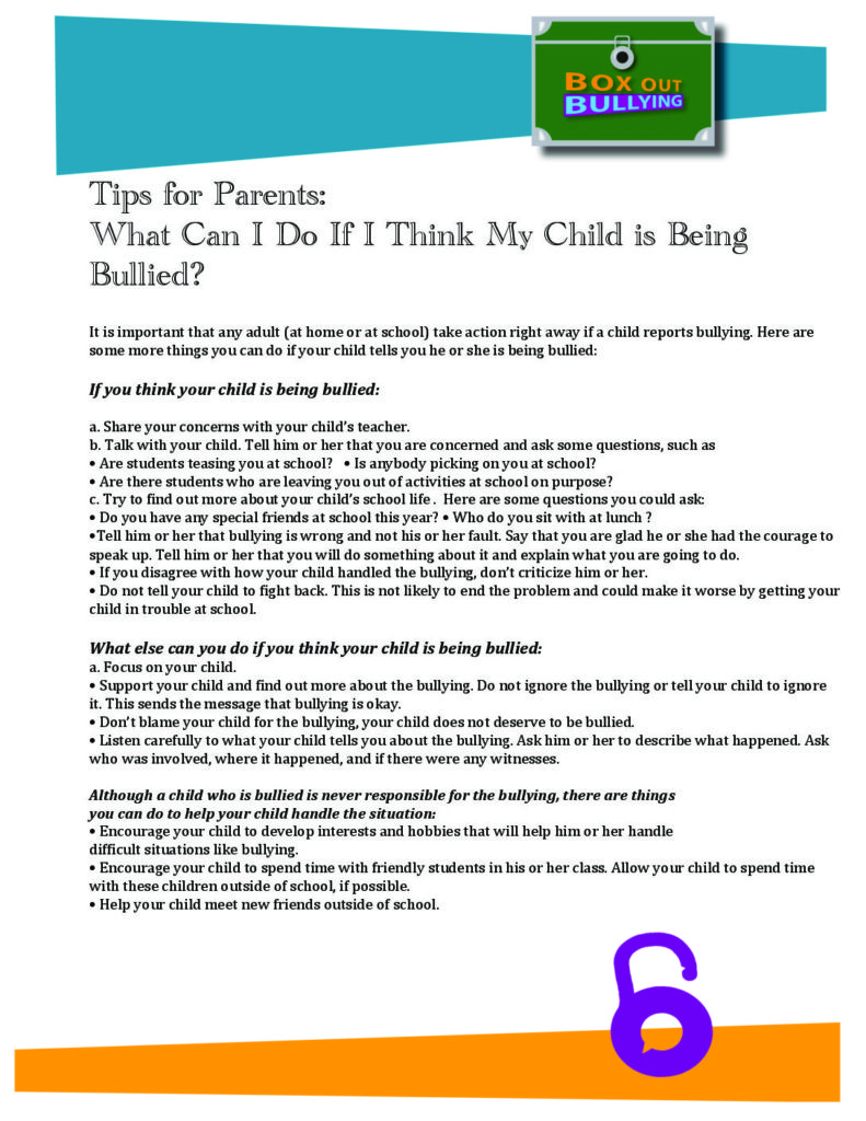 Tips for Parents what to do if my child is being bullied